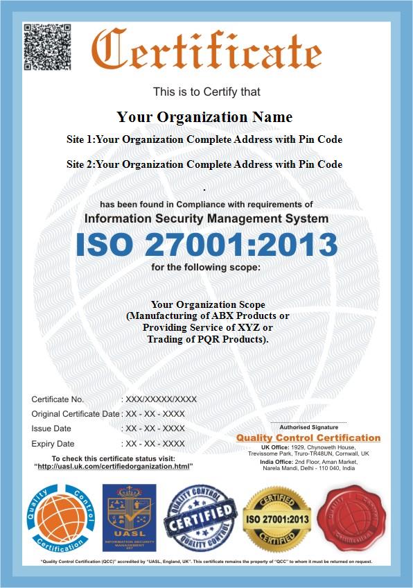 ISO 27001 2013 ISO 27001 Certification QC Certification